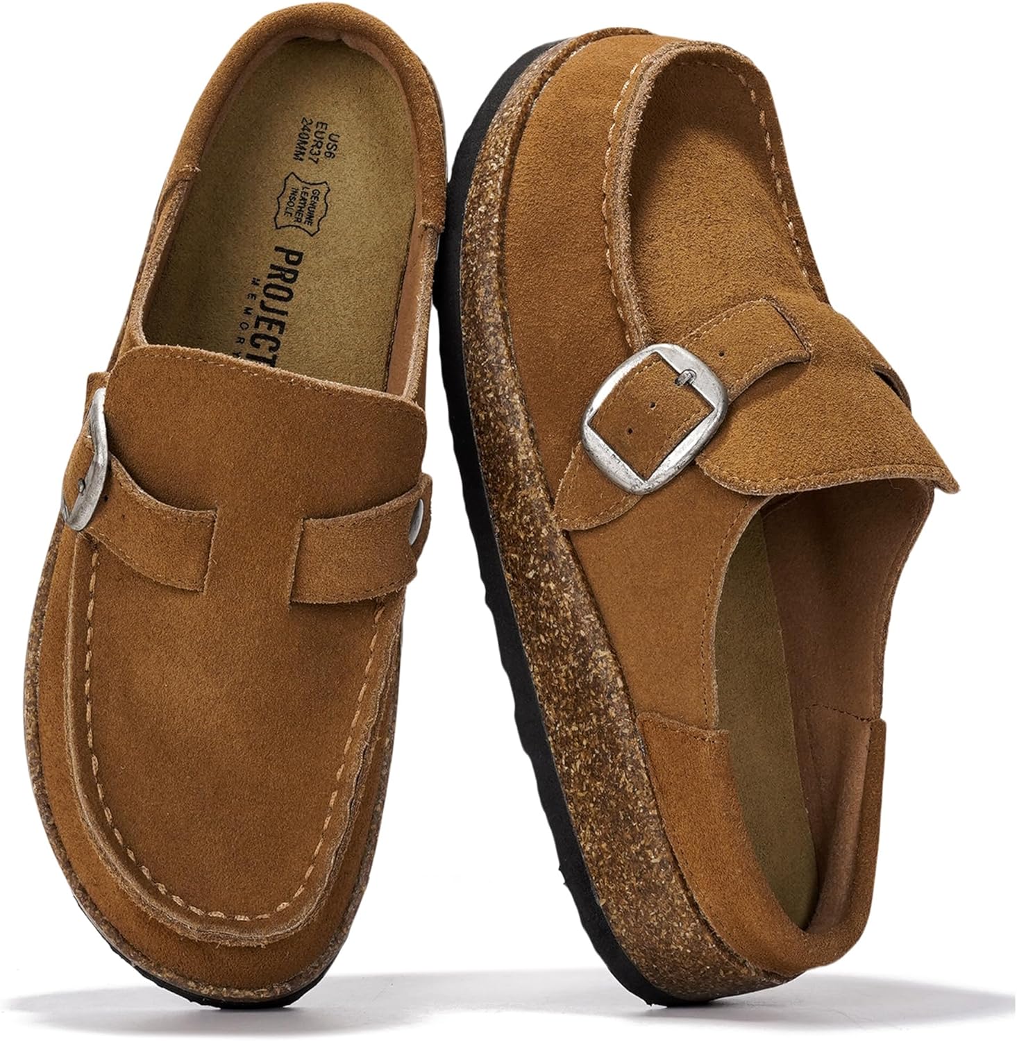 Project Cloud 100% Genuine Leather Moccasin-Style Clogs for Women ...